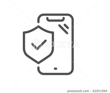 Phone insurance hand line icon. Risk coverage... - Stock Illustration ...