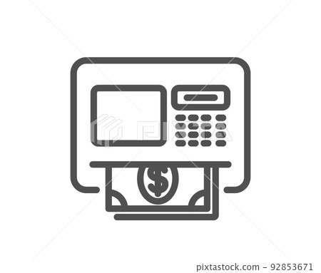 ATM line icon. Money withdraw sign. Payment... - Stock Illustration [92853671] - PIXTA