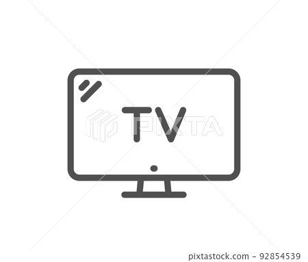 TV line icon. Television sign. Hotel service... - Stock Illustration ...