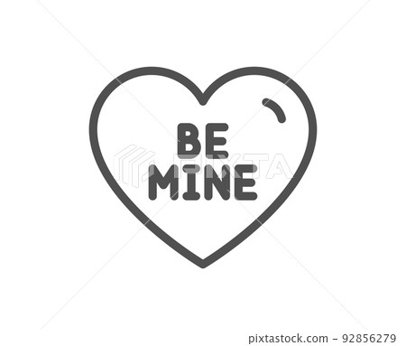 Be mine line icon. Sweet heart sign. Valentine... - Stock Illustration ...