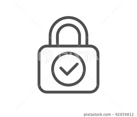Security lock line icon. Cyber defence sign.... - Stock Illustration ...