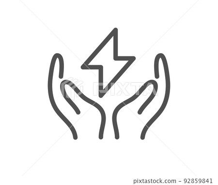 Safe energy line icon. Thunderbolt sign.... - Stock Illustration ...