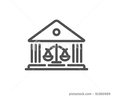 Court building line icon. Justice scale sign.... - Stock Illustration ...