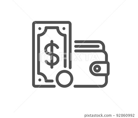 Wallet money line icon. Cash coin sign. Dollar... - Stock Illustration ...
