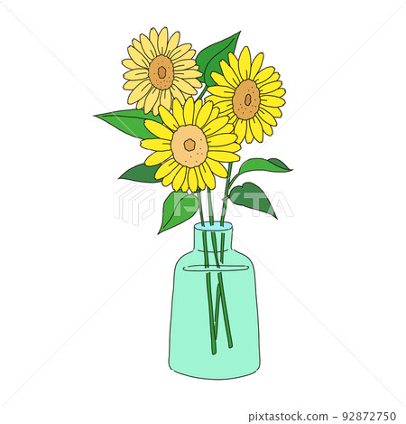 Sunflowers arranged in a vase vector illustration - Stock Illustration ...