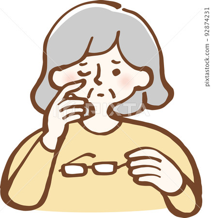 Presbyopia senior woman illustration - Stock Illustration [92874231 ...