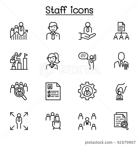 Staff icon set in thin line style-插圖素材 [92879907] - PIXTA圖庫