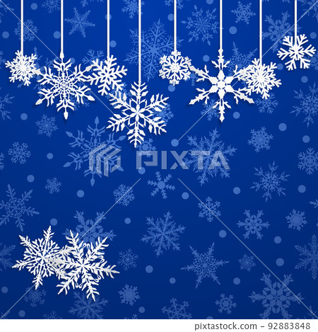 Background with hanging snowflakes - Stock Illustration [92883848] - PIXTA