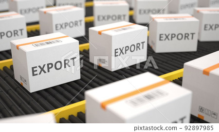 EXPORT text on white boxes on the industrial... - Stock Illustration ...