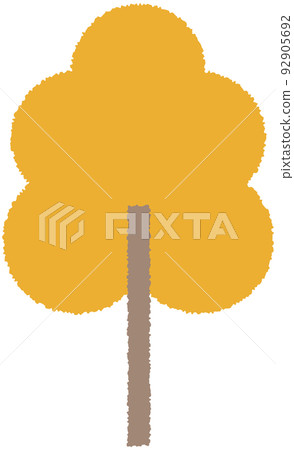 Simple and cute fluffy tree with autumn leaves... - Stock Illustration ...