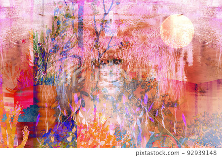 Fantastic bright color collage background... - Stock Illustration ...