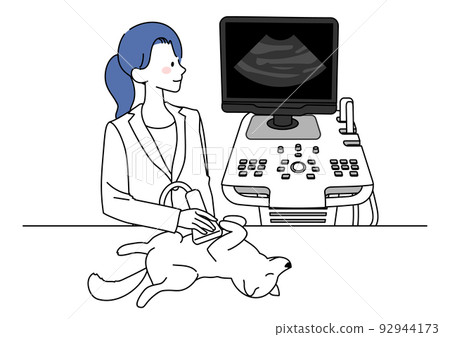 Veterinarian doing an echocardiogram on a dog - Stock Illustration ...