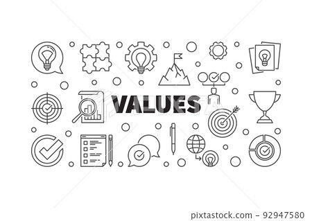 Vector Values concept banner or illustration in... - Stock Illustration ...