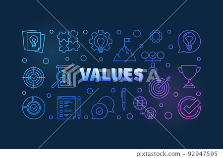Values vector colored line banner on dark... - Stock Illustration ...