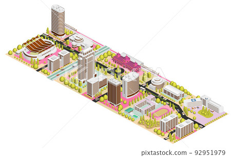 Streetscape illustration that becomes a large... - Stock Illustration ...