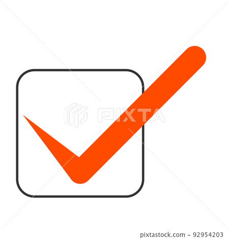 Red check mark in a rounded rectangle frame - Stock Illustration ...