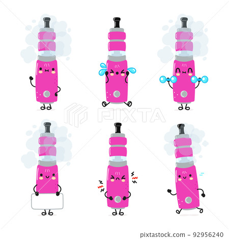 Funny cute happy vape characters bundle set.... - Stock Illustration ...