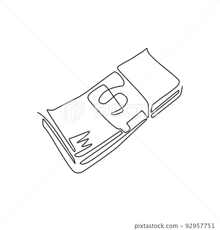 Single continuous line drawing money banknotes... - Stock Illustration ...