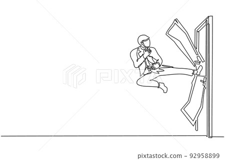 Continuous one line drawing businessman kicks... - Stock Illustration ...
