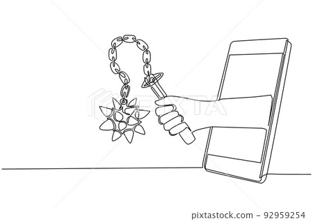 Single continuous line drawing hand holding...-插圖素材 [92959254] - PIXTA圖庫