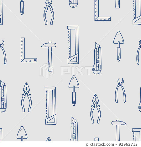 Seamless pattern Construction tools, doodle... - Stock Illustration [92962712] - PIXTA