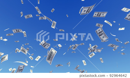 money banknote bill cash blue sky sky 3d... - Stock Illustration ...