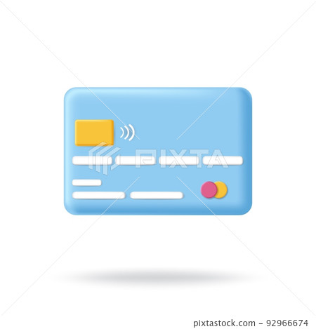 Credit card with chip 3d icon in cartoon style.... - Stock Illustration ...