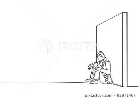 Single continuous line drawing upset... - Stock Illustration [92971407 ...