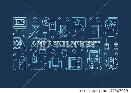 App Development vector blue concept outline... - Stock Illustration ...