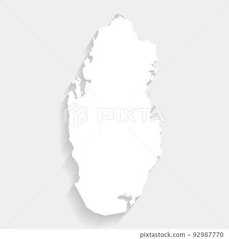 Simple white Qatar map on gray background,... - Stock Illustration ...