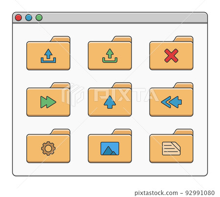 desktop interface window with folders icon... - Stock Illustration ...