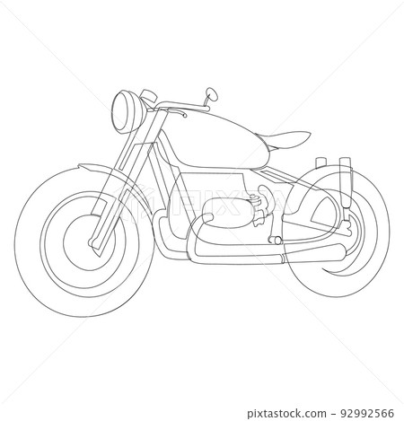 One line drawing of vintage chopper motorcycle.... - Stock Illustration ...