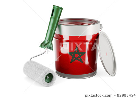 Moroccan flag on the paint can, 3D rendering - Stock Illustration ...