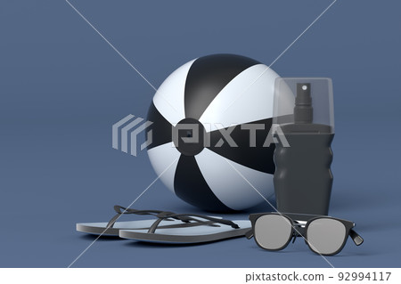 Set of beach accessories like flip flops,... - Stock Illustration ...