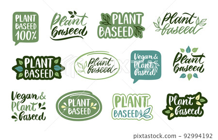 Plant based diet tag. Organic product label,... - Stock Illustration ...