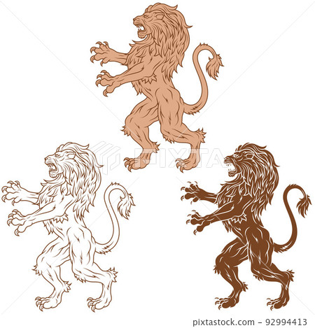 Rampant lion heraldic design - Stock Illustration [92994413] - PIXTA