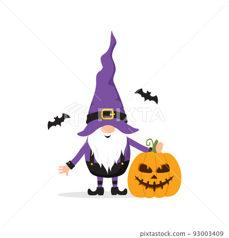 Halloween gnome. Cute scandinavian dwarf with... - Stock Illustration ...