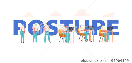 Back Posture Concept. Male Characters Standing... - Stock Illustration ...