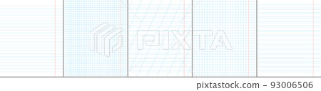 School notebook vertical paper sheets set with... - Stock Illustration ...