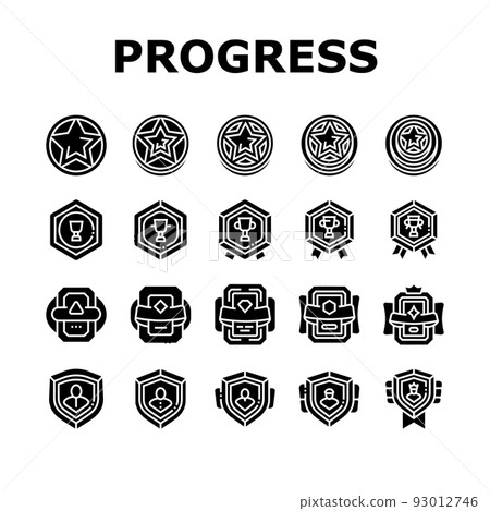 Game Progress Award And Medal Icons Set Vector - Stock Illustration ...