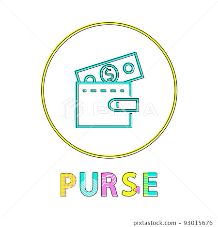 Purse vector illustration in linear outline style - Stock Illustration ...
