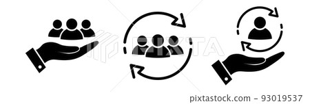 Customer care icon set in flat. Social help symbol - Stock Illustration ...