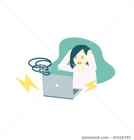 A woman shocked by computer failure trouble - Stock Illustration ...