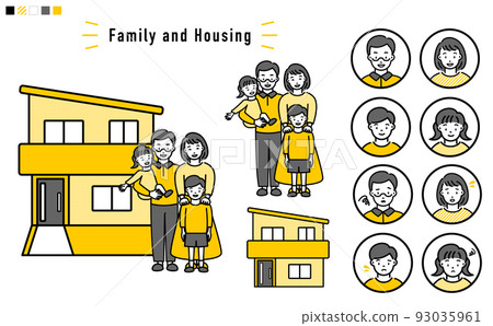 Parenting family and newly built detached house... - Stock Illustration ...
