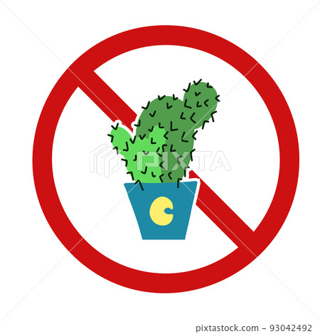 Vector prohibition sign with a cactus in a pot.... - Stock Illustration ...