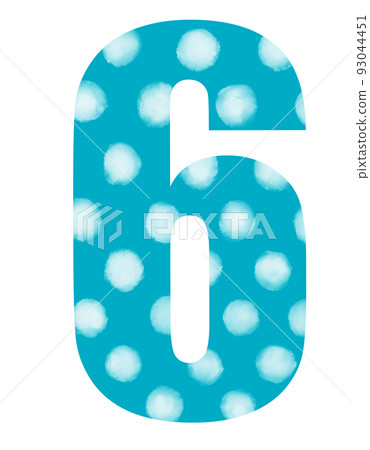 Number watercolor blue polka dots pattern fun... - Stock Illustration ...