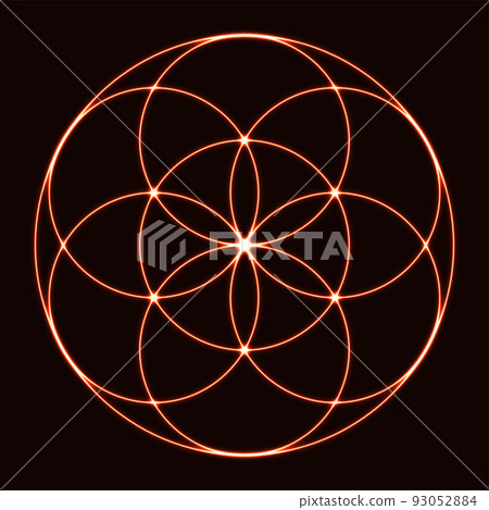 Seed of Life with neon glow effect, on black... - Stock Illustration ...