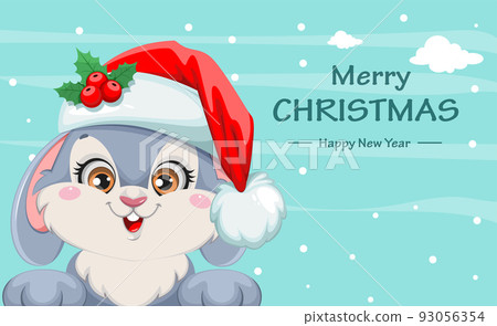 Merry Christmas and Happy New Year. Cartoon rabbit - Stock Illustration ...