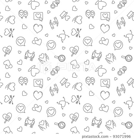 Vector Love concept minimal outline seamless...-插圖素材 [93071996] - PIXTA圖庫
