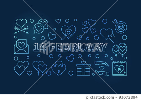 14 February blue line illustration. Valentines... - Stock Illustration ...